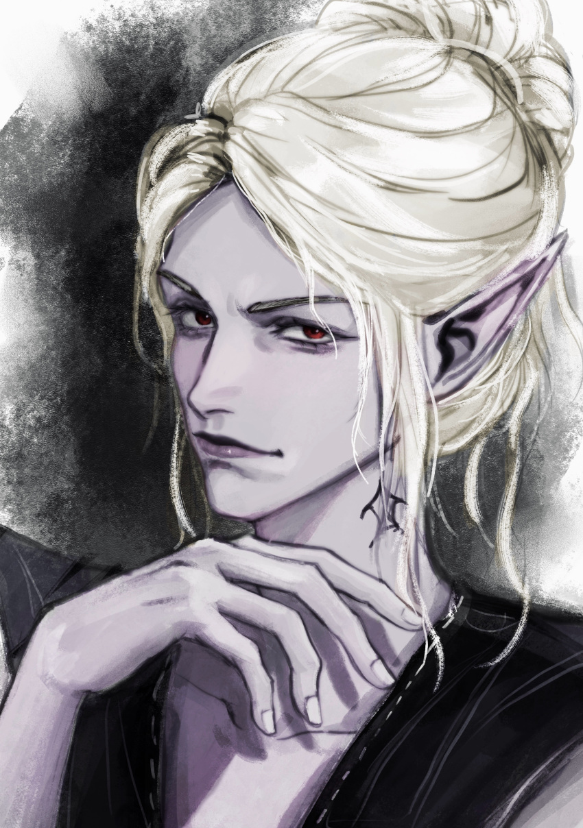 Safebooru - 1girl absurdres baldur's gate baldur's gate 3 black background blonde hair ...