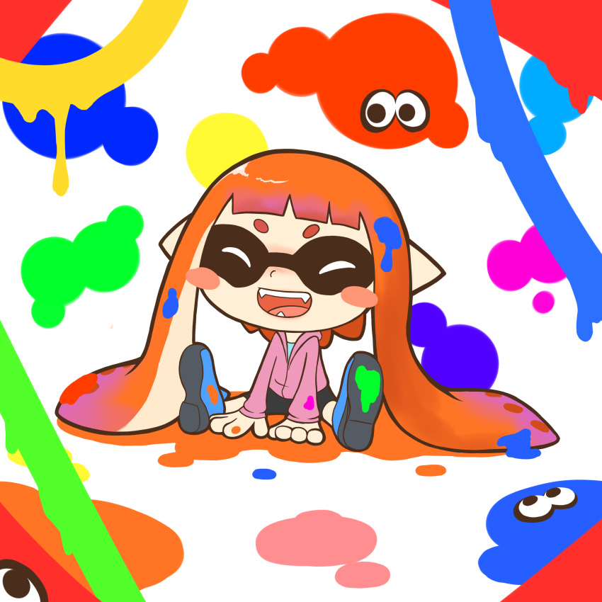 Safebooru - 1girl absurdres bike shorts blue footwear blush stickers ...