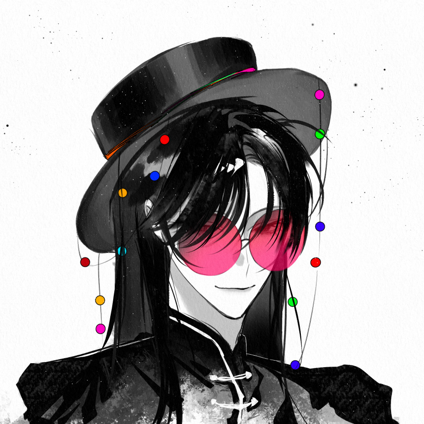 Safebooru - 1boy artist request beads black eyes black hair black hat black shirt chinese ...