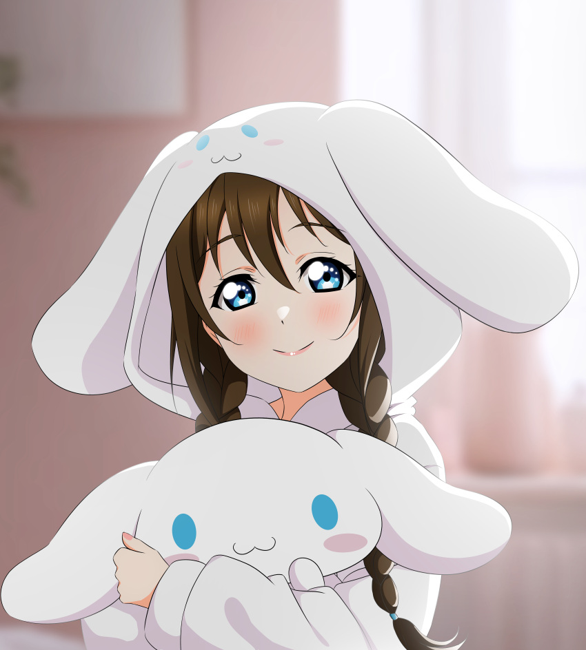 Safebooru - 1girl :3 absurdres alternate costume animal hood blue eyes blurry blurry background ...