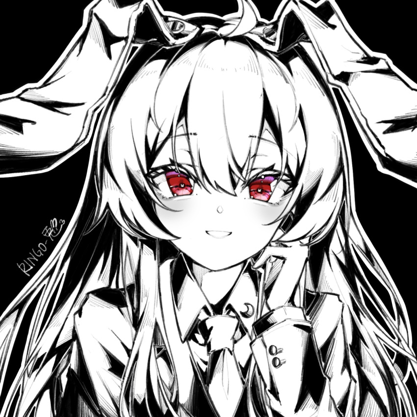 Safebooru - 1girl animal ears blazer highres jacket limited palette long hair necktie rabbit ...