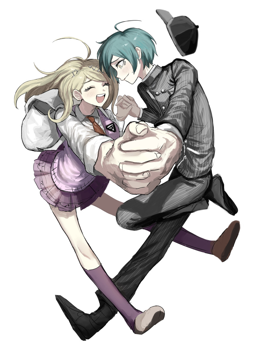 Safebooru - 1boy 1girl absurdres ahoge akamatsu kaede baseball cap black jacket black pants ...