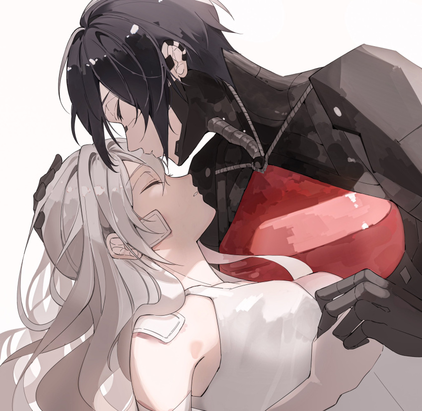 Safebooru - 2girls android ariane yeong bandaid black hair closed eyes cyberpunk dearbellle ...