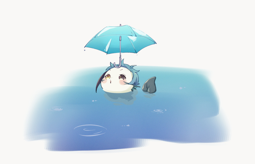 Safebooru - 1boy :o blue hair brown eyes chibi eel boy fins floyd leech ...