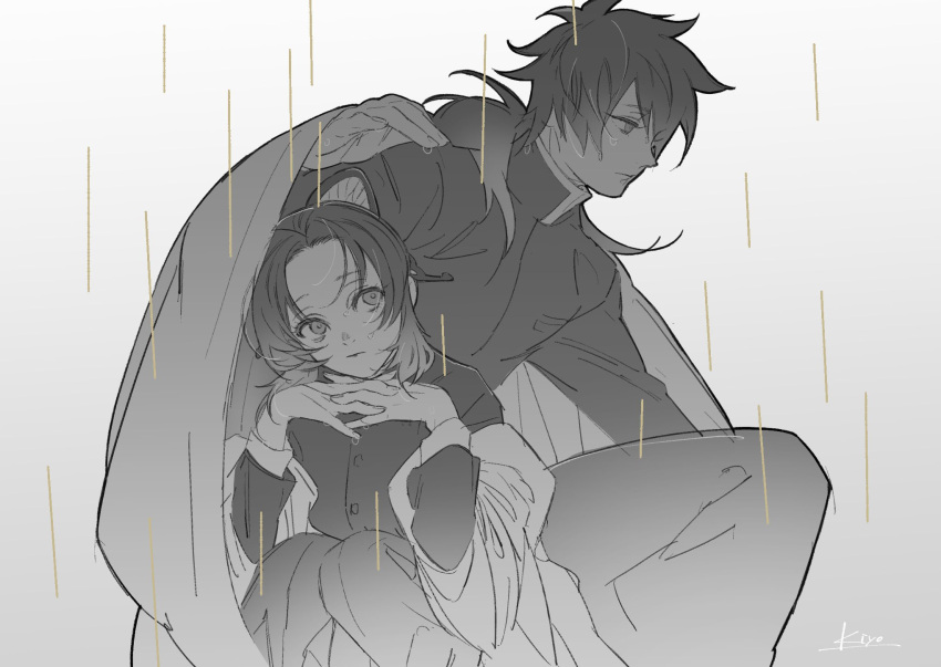 Safebooru - 1boy 1girl artist name butterfly hair ornament demon slayer uniform gradient ...