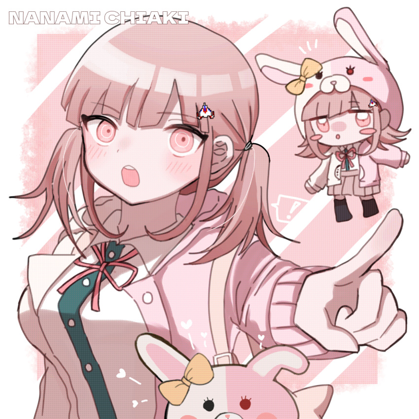 Safebooru - 1girl :o blush bow chibi collared shirt cosplay danganronpa ...
