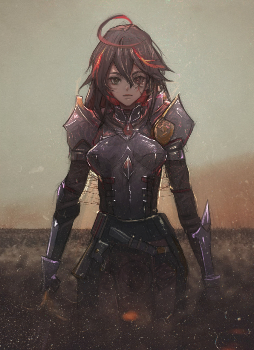 Safebooru - 1girl absurdres ahoge ares (vtuber) armor black armor black hair green eyes ...