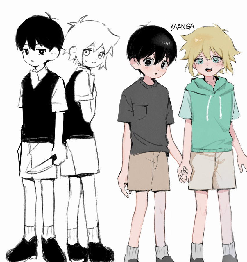 Safebooru - 2boys basil (faraway) (omori) basil (omori) black eyes black hair blonde hair blue ...