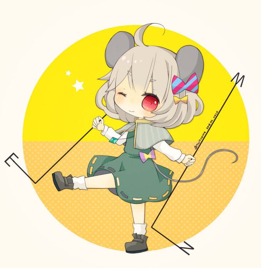 Safebooru - 1girl animal ears black footwear blue capelet blush capelet chibi dowsing rod full ...