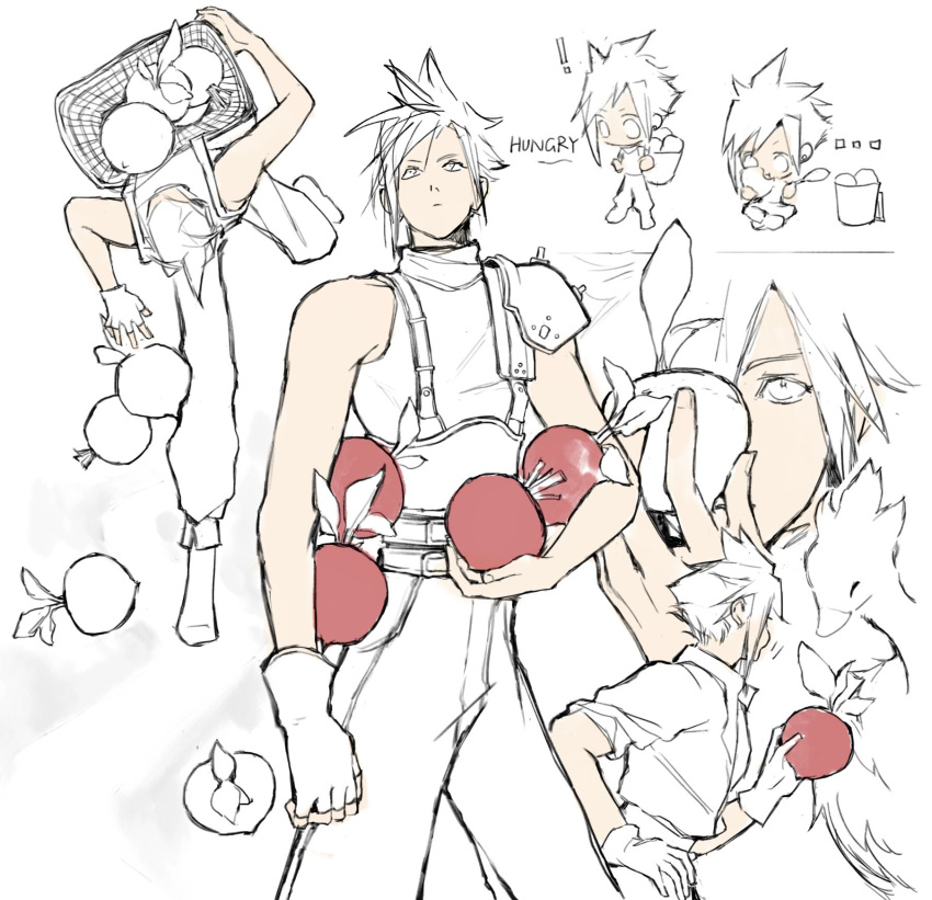 Safebooru - 1boy basket belt bird boots chibi chocobo cloud strife ...