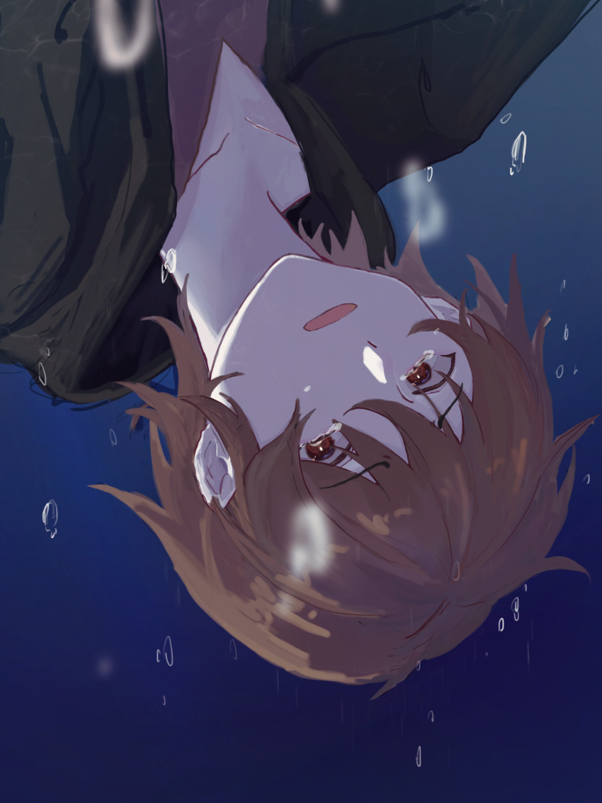 Safebooru - 1boy black jacket bright pupils brown hair brown shirt bubble chinese commentary ...