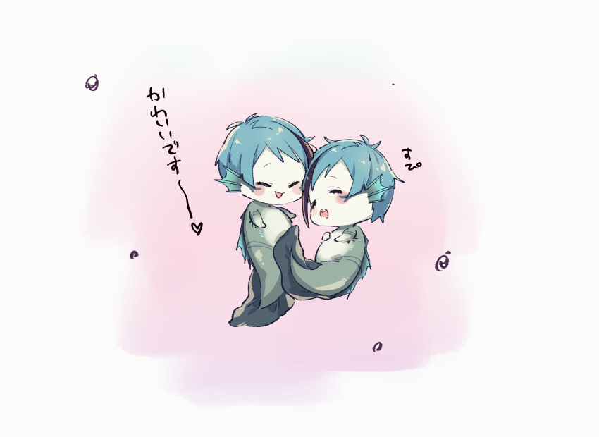 Safebooru - 2boys aged down blue hair blue skin brothers closed eyes ...