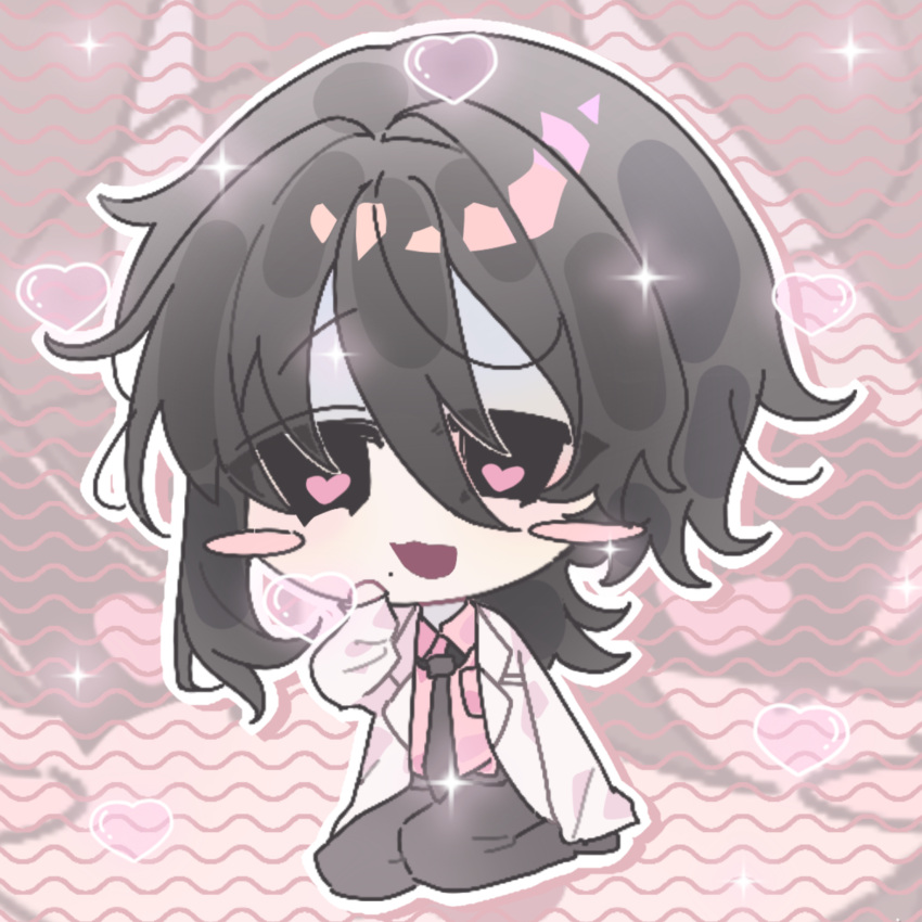 Safebooru - 1boy black eyes black hair black necktie black pants blush ...