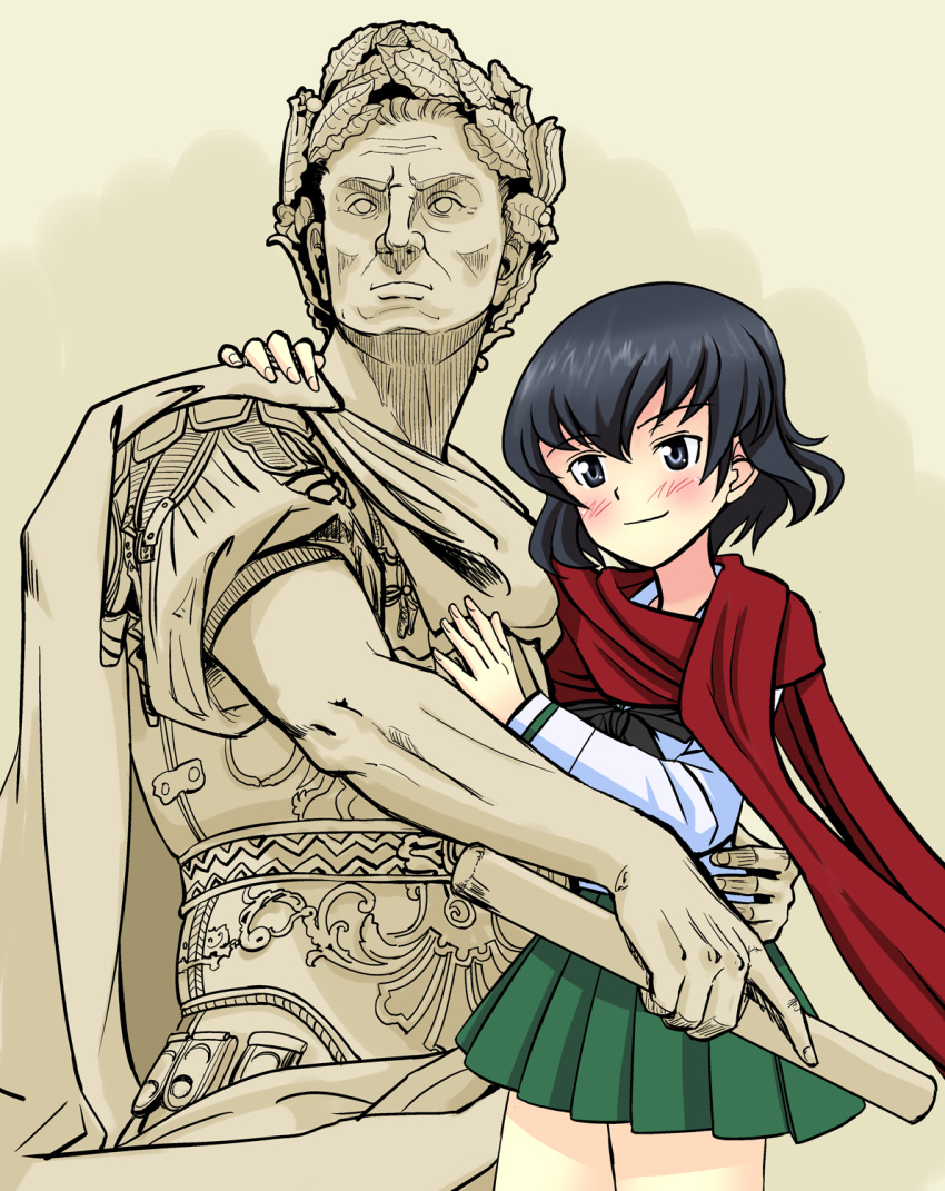 Safebooru - armor black eyes black hair black neckerchief blush caesar ...