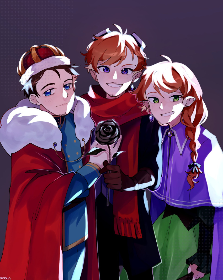 Safebooru - 1girl 2boys blue eyes braid brother and sister brown hair ...