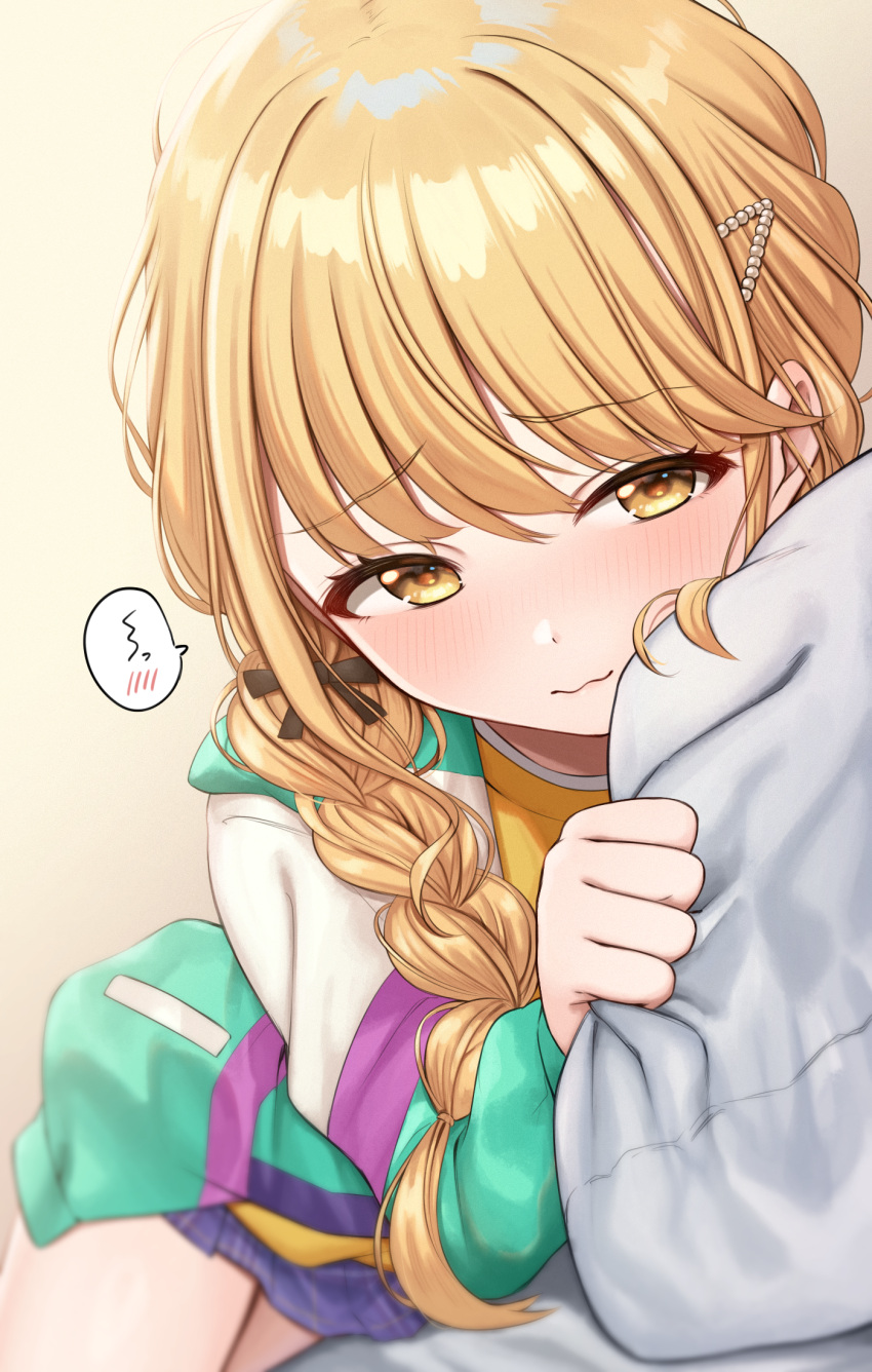 Safebooru - 1girl blonde hair blush braid closed mouth commentary request fujita kotone gakuen ...