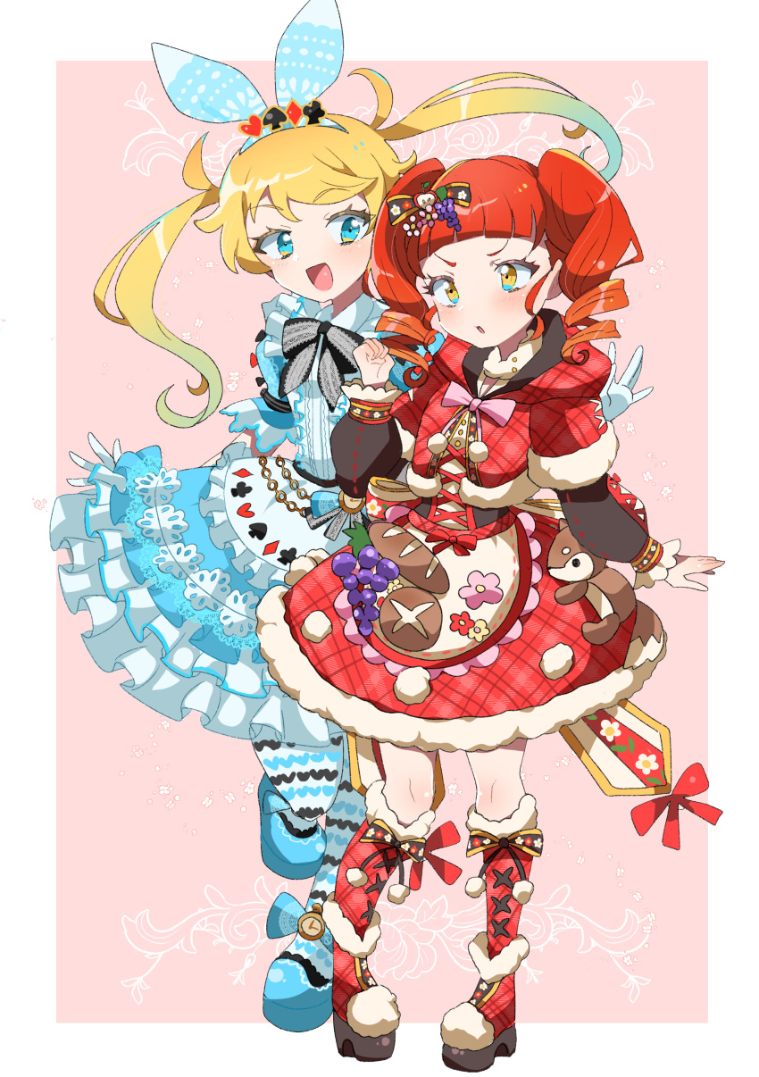 Safebooru - 2girls absurdres akagi anna arms at sides black bow blue bow blue dress blue eyes ...