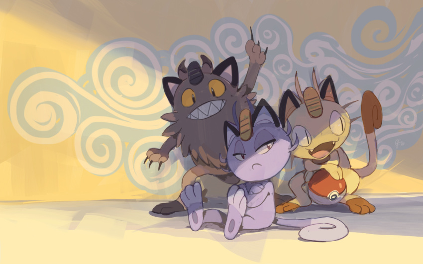 Safebooru - alolan meowth black eyes brown fur claws colored sclera ...