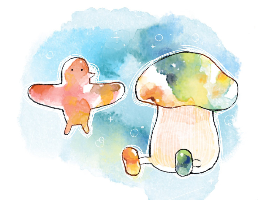 Safebooru - animal focus bird blue background bubble dungeon meshi ...