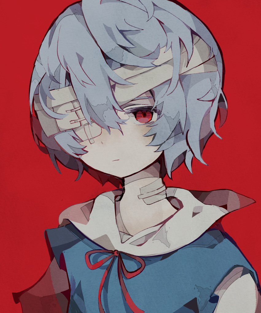 Safebooru - 1girl absurdres ayanami rei bandage on neck bandage over ...
