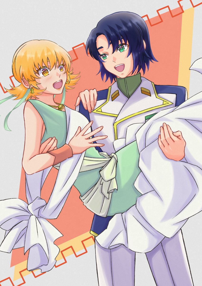 Safebooru - 1boy 1girl absurdres athrun zala blonde hair blue hair ...
