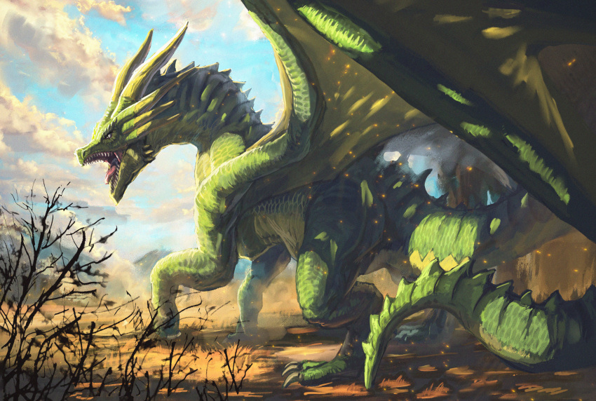 Safebooru - absurdres backward facing horns claws creature dragon dragon claw dragon wings ...