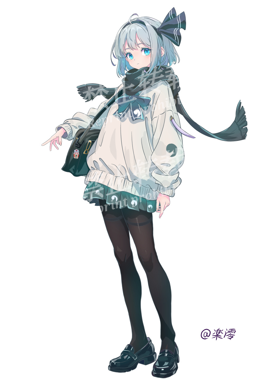 Safebooru - 1girl absurdres adapted costume ahoge arm at side artist name bag black bag black ...