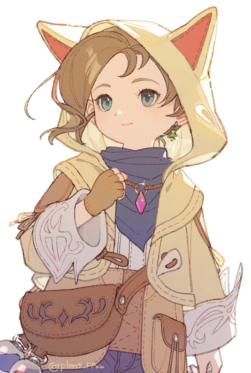 Safebooru - 1girl animal hood blue eyes blue scarf brown gloves brown ...