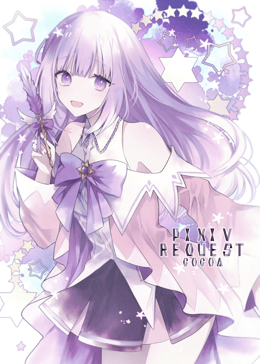 Safebooru - 1girl bow cacao (chocotto) commission feathers highres holding holding pen looking ...