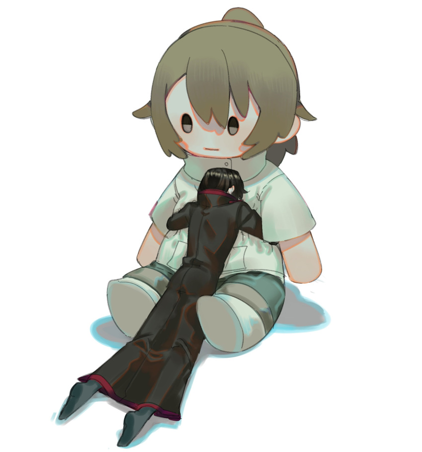 Safebooru - 1boy absurdres black coat black footwear black hair character doll coat facing away ...