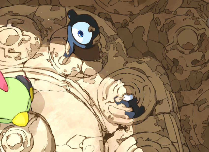 Safebooru - animal focus aomon (yuuji7604) beak bird blue eyes closed eyes colored skin green ...