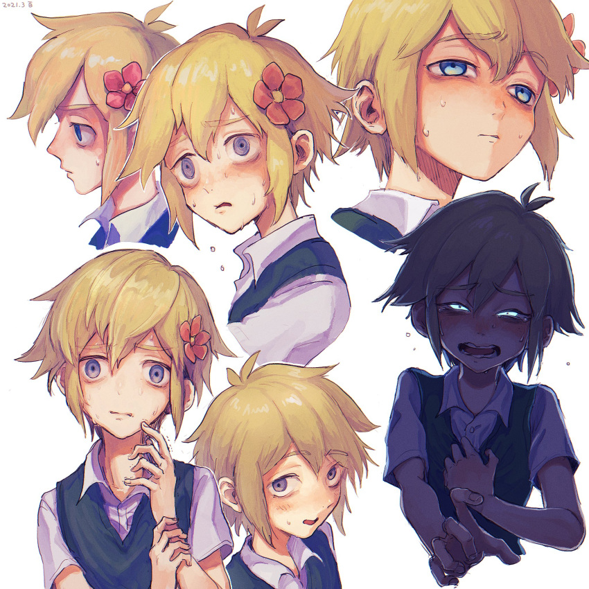 Safebooru - 1boy basil (faraway) (omori) basil (omori) blonde hair blue eyes closed mouth ...