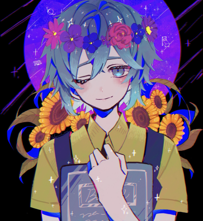 Safebooru - 1boy aqua eyes aqua hair arm at side basil (headspace ...