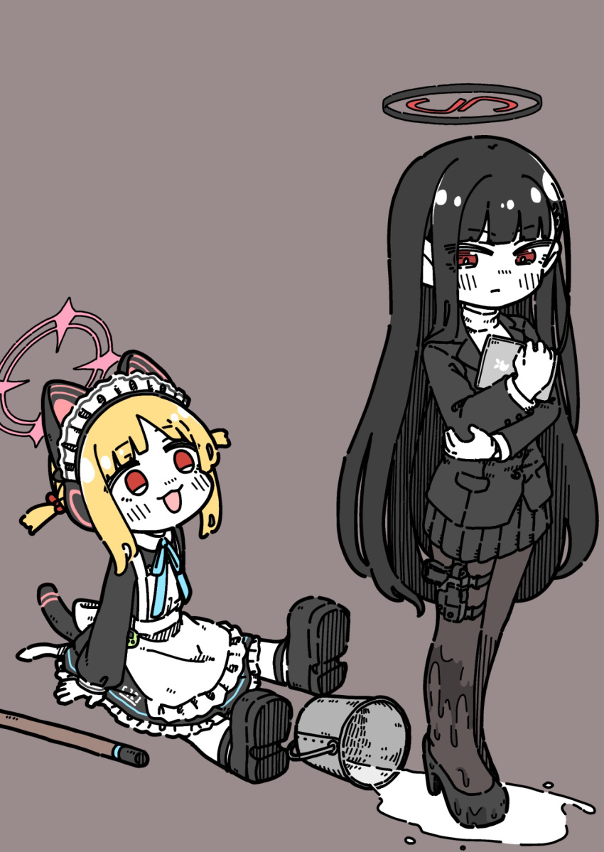 Safebooru - 2girls :3 accident animal ear headphones animal ears apron ...