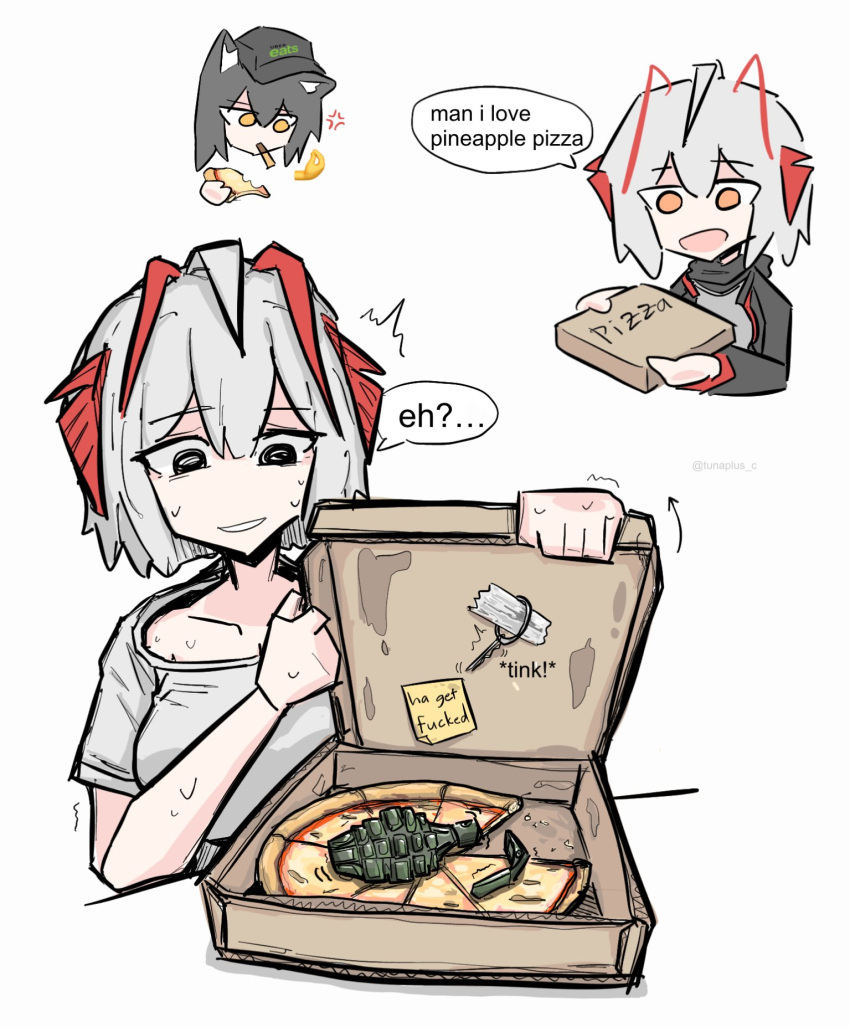 Safebooru - 2girls ahoge arknights booby trap character request commentary cropped torso english ...