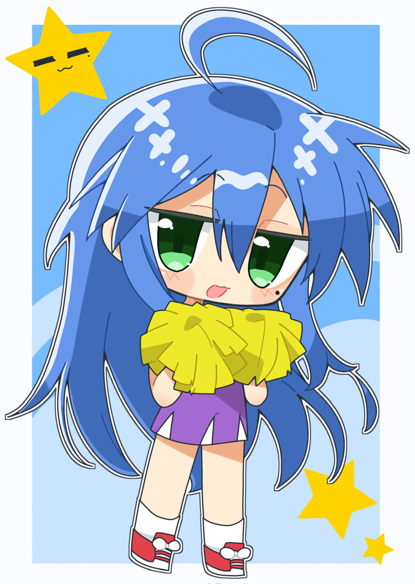 Safebooru - 1girl :3 aoiuna blue hair blush cheerleader chibi dress ...