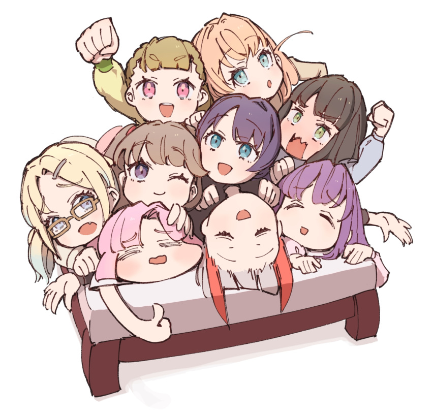 Safebooru - 6+girls :d ;) = = ^ ^ anyoji hime black hair blonde hair blue eyes blue hair blunt ...