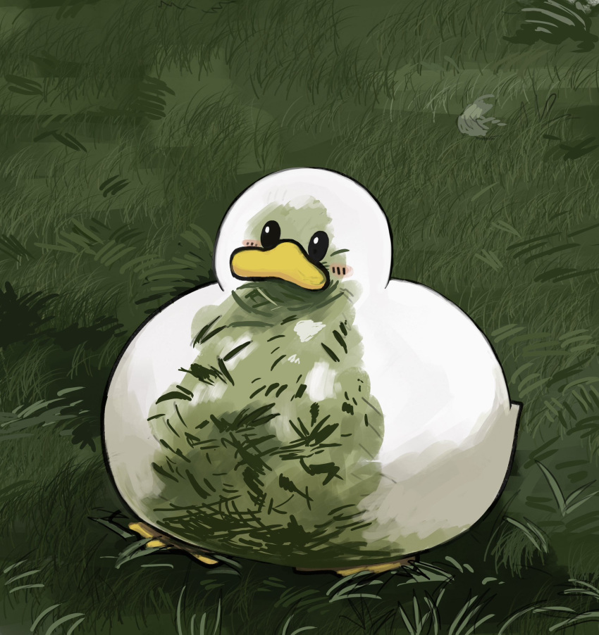 Safebooru - bird blush day diva (hyxpk) duck grass highres looking at ...