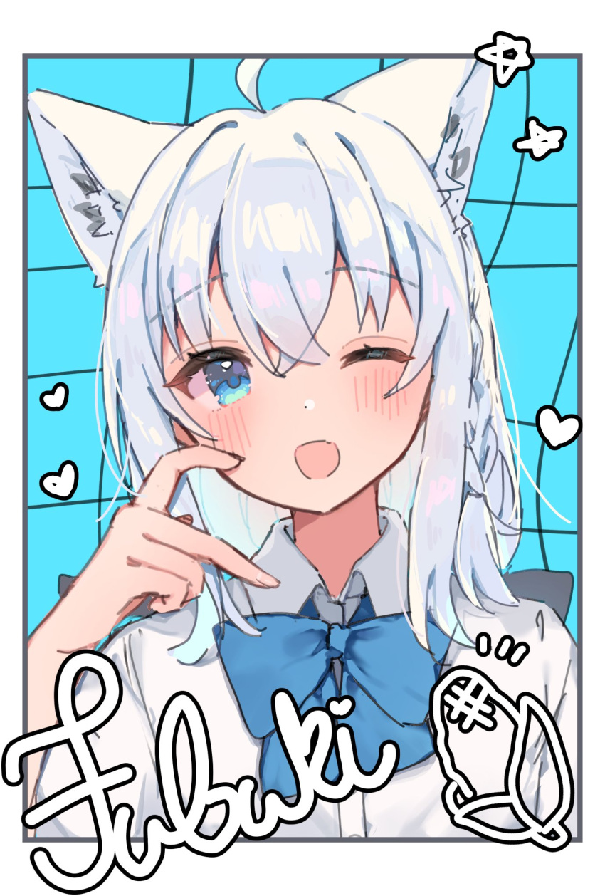 Safebooru - 1girl ;d ahoge alternate costume animal ear fluff animal ears ao kotoha blue ...