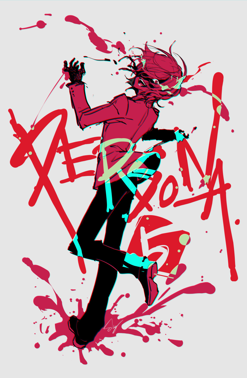 Safebooru - 1boy absurdres akechi gorou blood blood splatter chromatic aberration copyright name ...