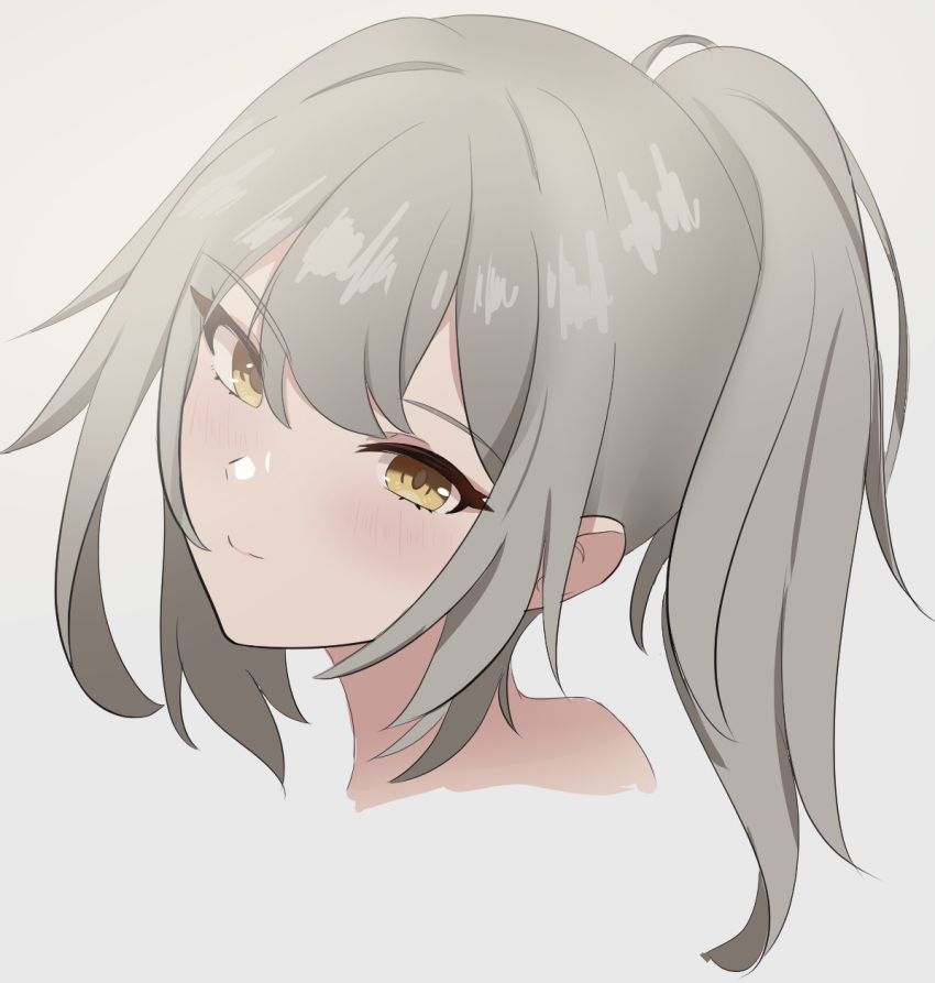 Safebooru - 1girl blush brownies kukus grey hair highres looking at viewer medium hair neck ...