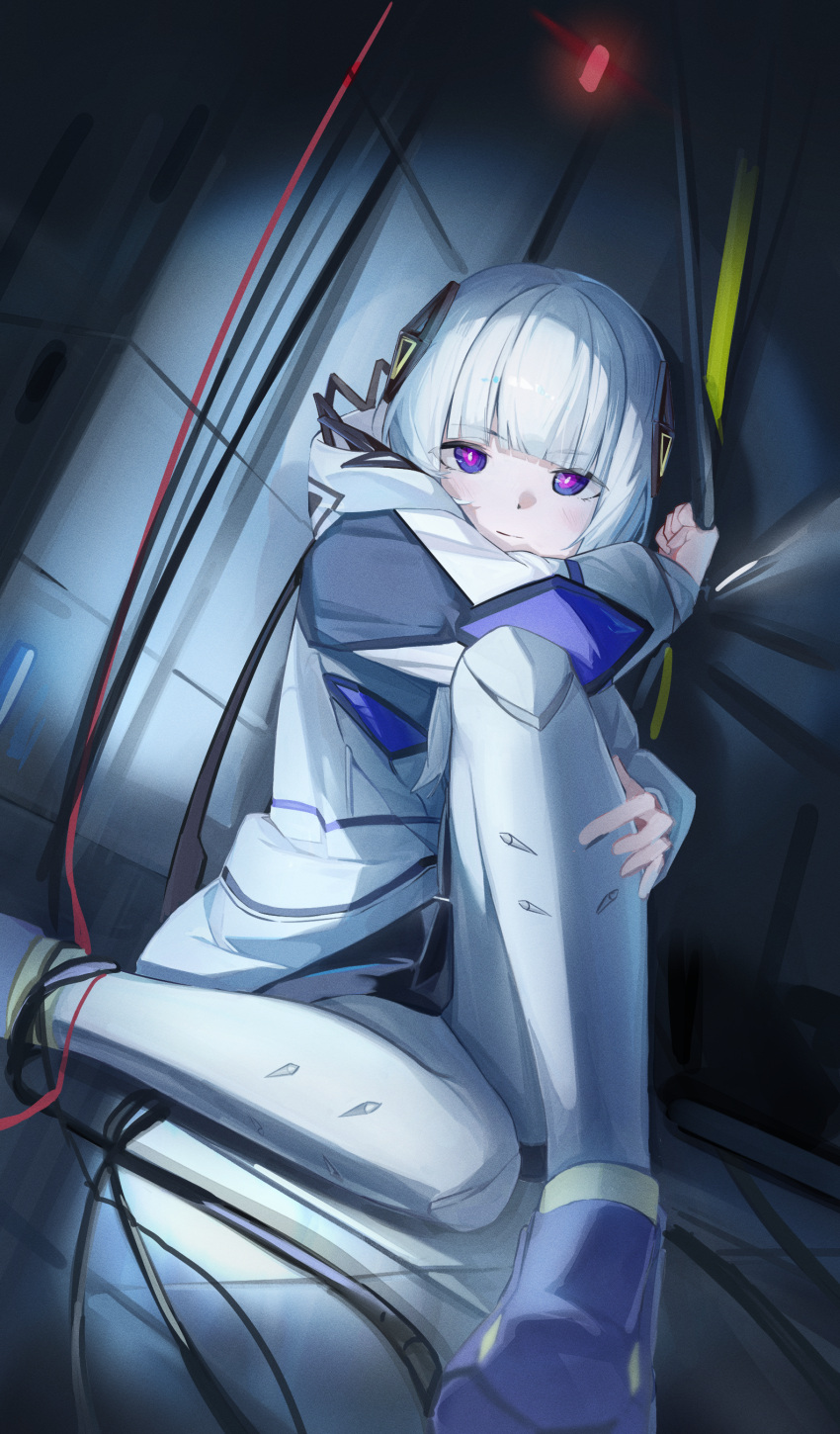 Safebooru - 1girl absurdres blue eyes blunt bangs bright pupils cable cevio diamond earrings ...