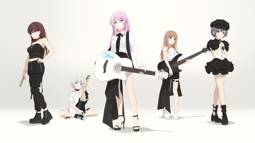 Safebooru - 5girls absurdres acoustic guitar bang dream! bang dream! it's mygo!!!!! bass guitar ...