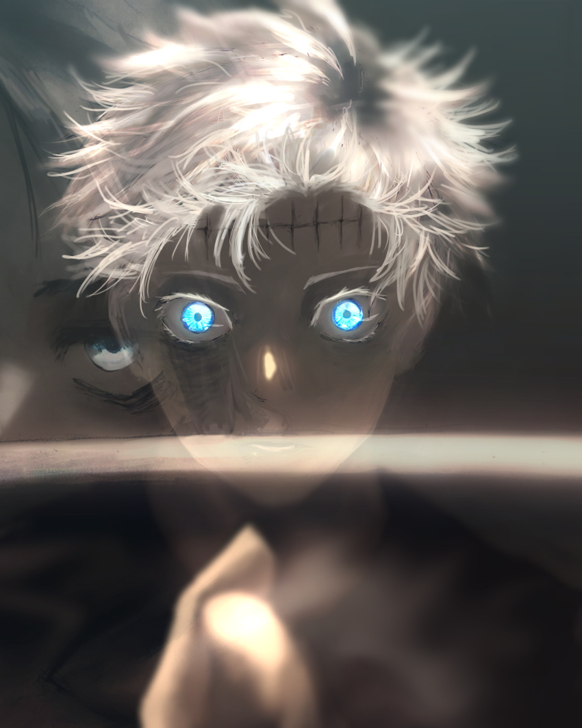 Safebooru - 1boy absurdres blue eyes glowing glowing eyes gojou satoru ...