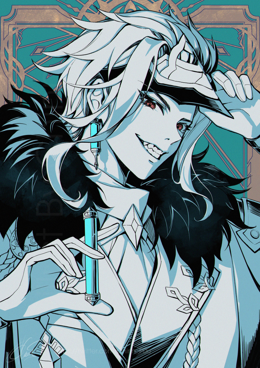 Safebooru - 1boy absurdres blue hair bow cape chinnpou diamond (shape ...