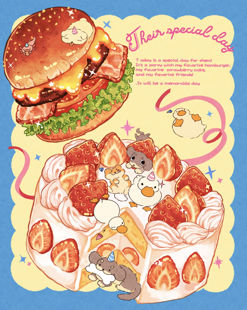 Safebooru - animal axolotl bird bone burger cake cheese commentary ...