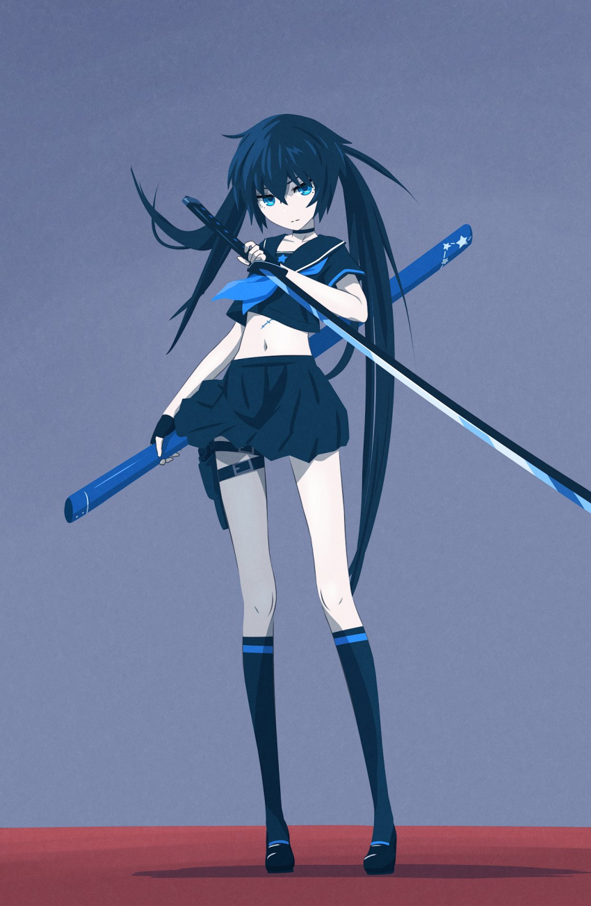 Safebooru - 1girl 32zzz alternate costume black choker black gloves black hair black rock ...