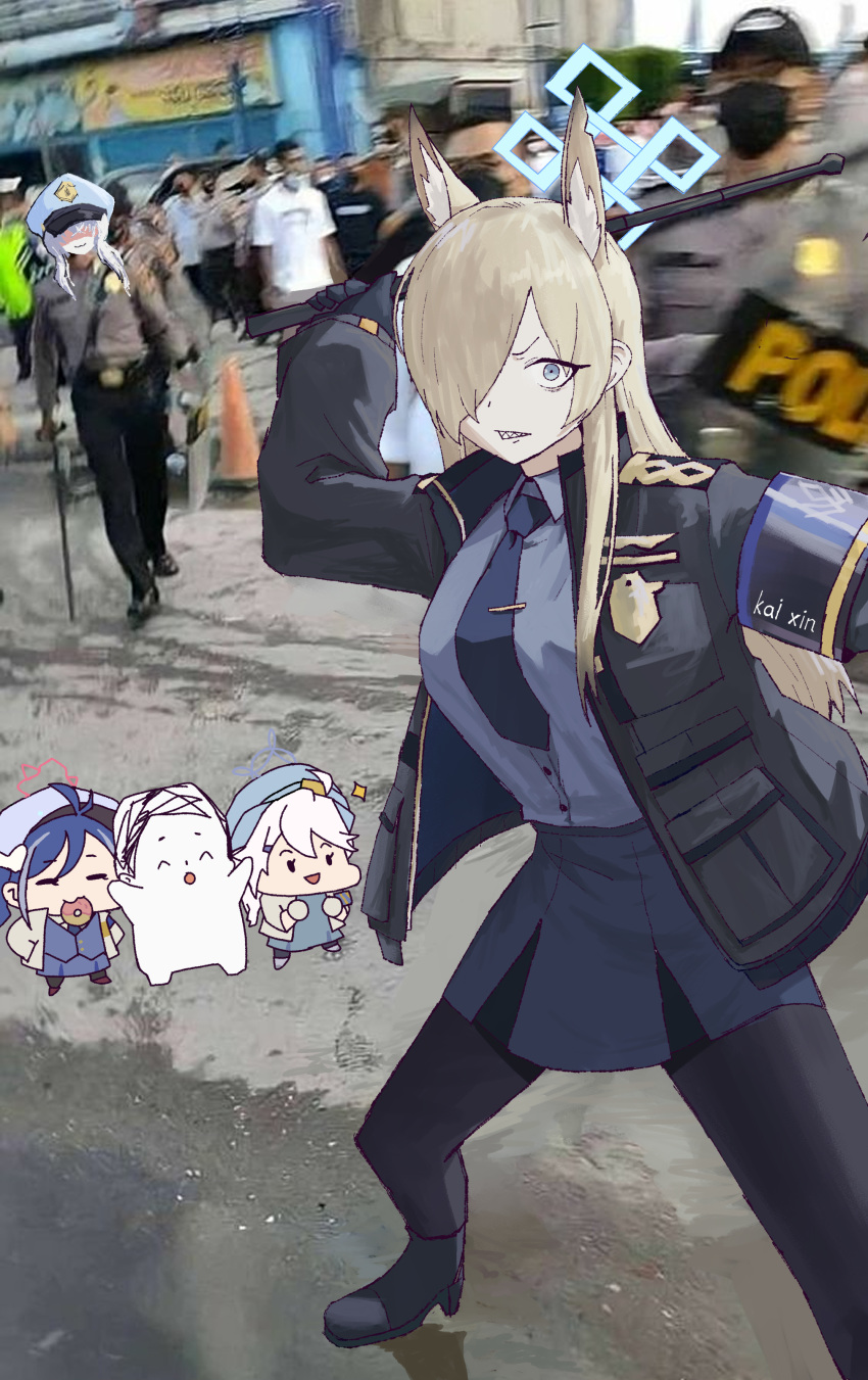 Safebooru - absurdres animal ears armband artist name baton (weapon ...