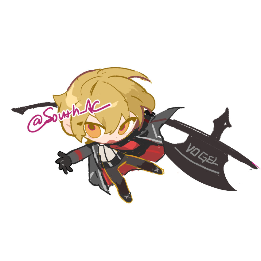 Safebooru - 1boy artist name black gloves black suit blonde hair chibi ...