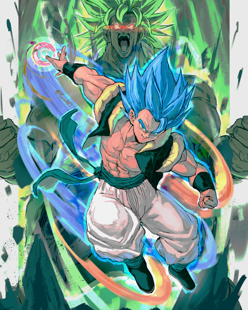 Safebooru - 2boys abs absurdres blue eyes blue hair broly (dragon ball ...